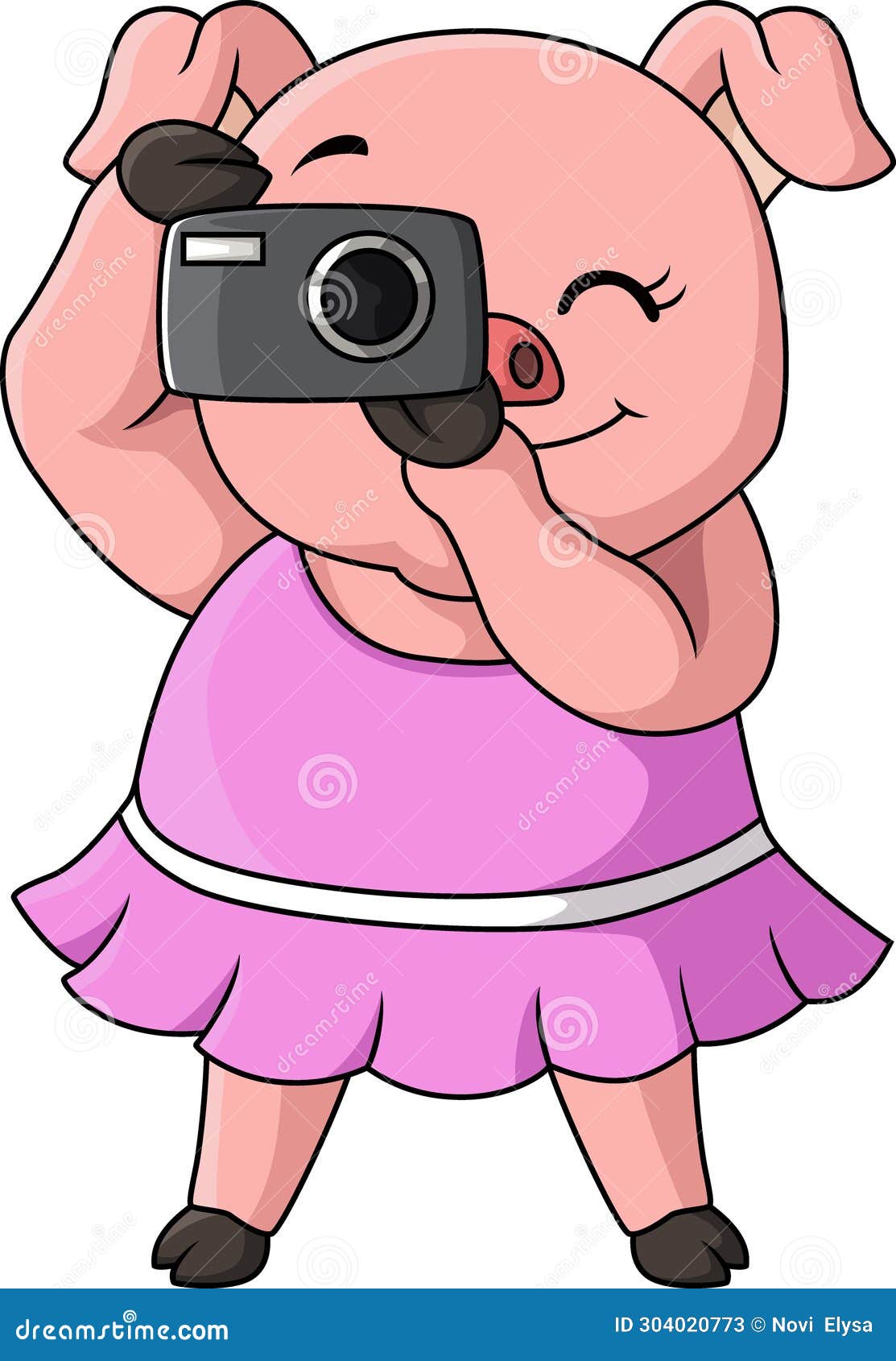 Cute Pig Cartoon with Camera on White Background Stock Vector ...