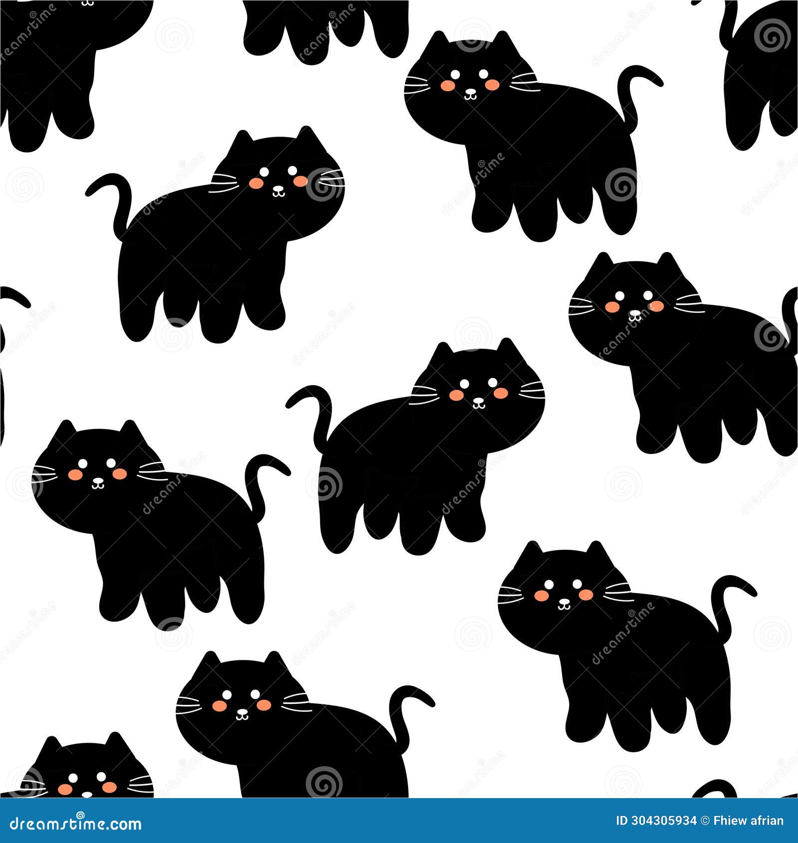 Seamless Black Cat Pattern, Cute Wallpaper White Background for Gift ...