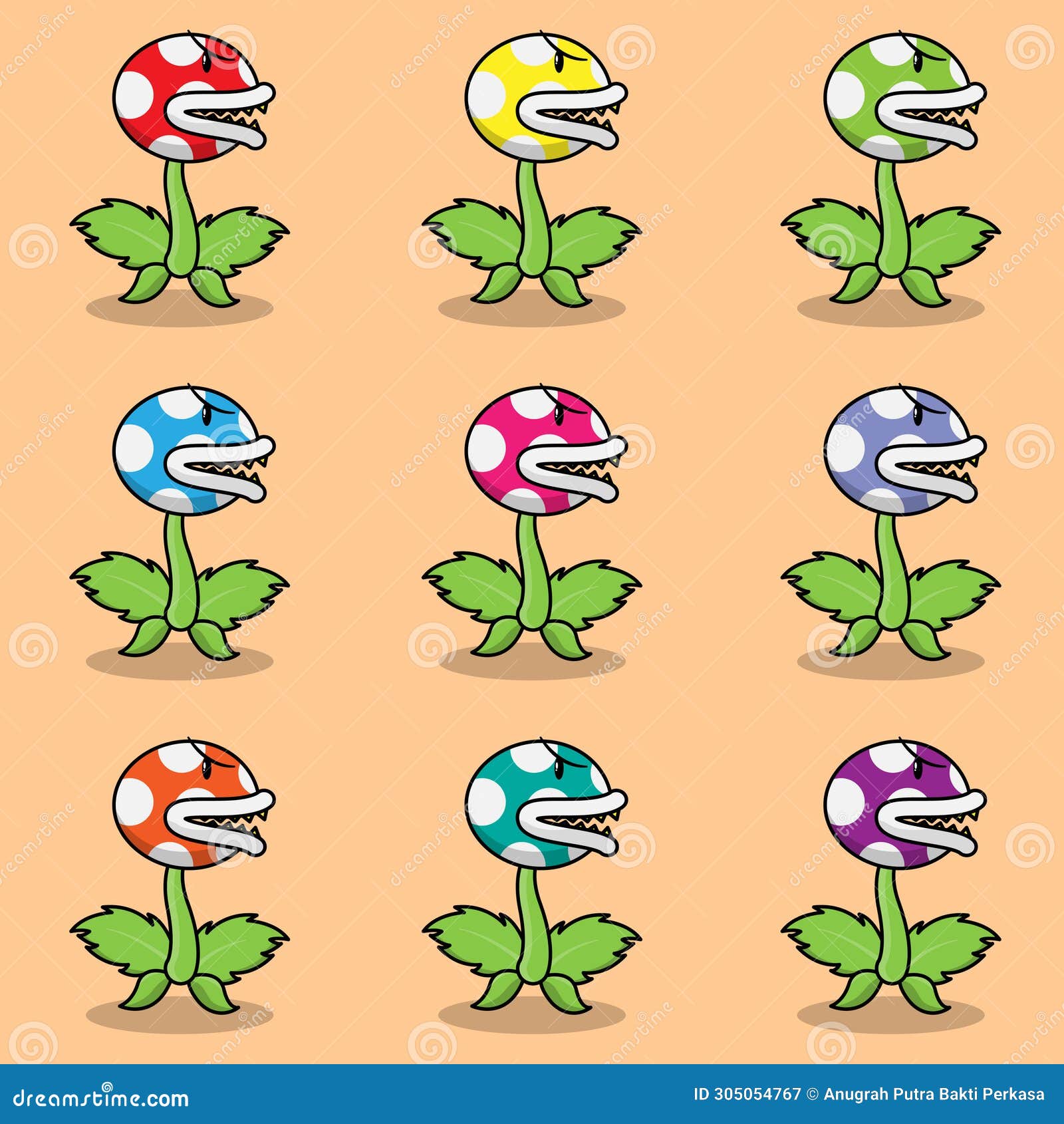 Monster Flower Enemy Set stock vector. Illustration of mario - 305054767