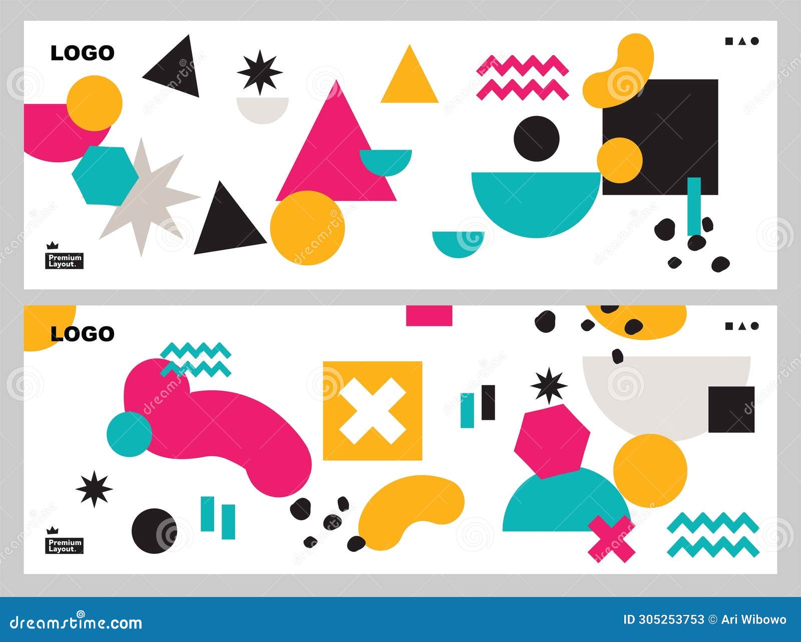 Modern Geometric Website Banner Template Bundle Set,Company Identity ...