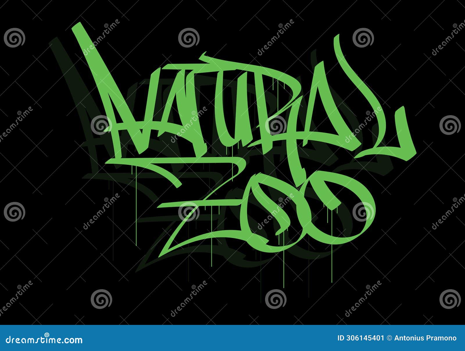 NATURAL ZOO Word Graffiti Tag Style Stock Illustration - Illustration ...