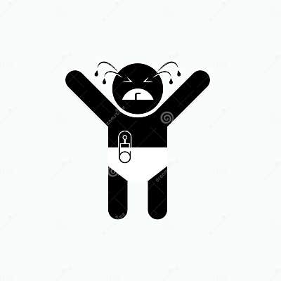 Baby Crying Icon. Infant Discomfort Expression Symbol - Vector.Basic ...