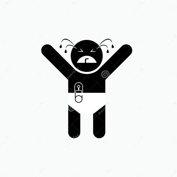 Baby Crying Icon. Infant Discomfort Expression Symbol - Vector.Basic ...
