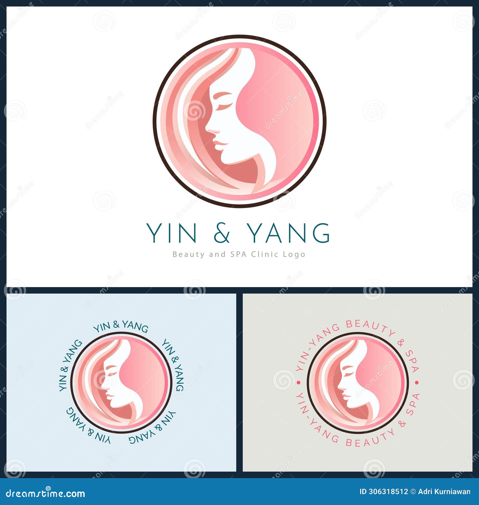 Yin And Yang Woman Face Beauty Aesthetics Luxury Salon Spa Logo ...