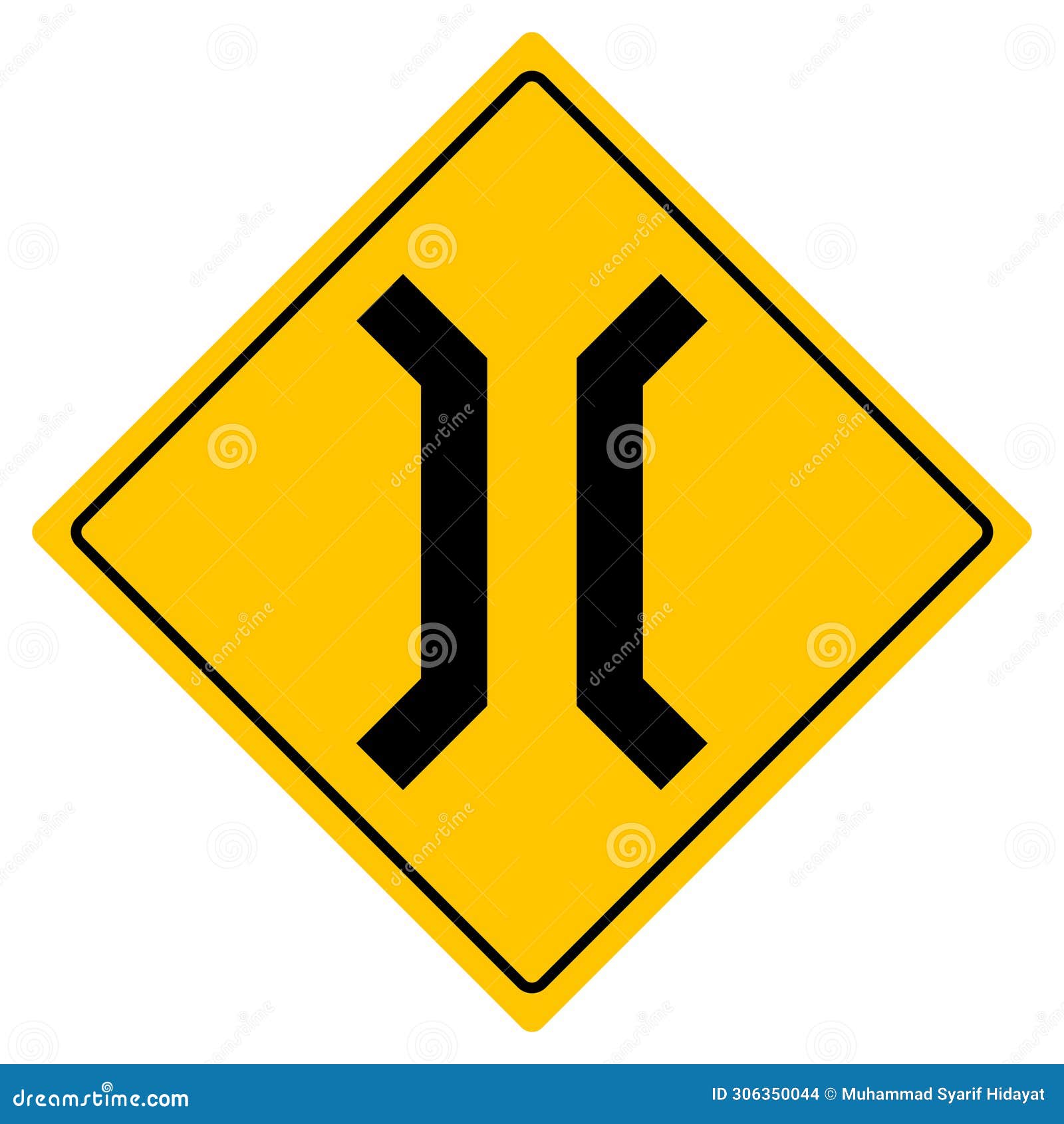 Narrow bridge sign stock illustration. Illustration of vector - 306350044