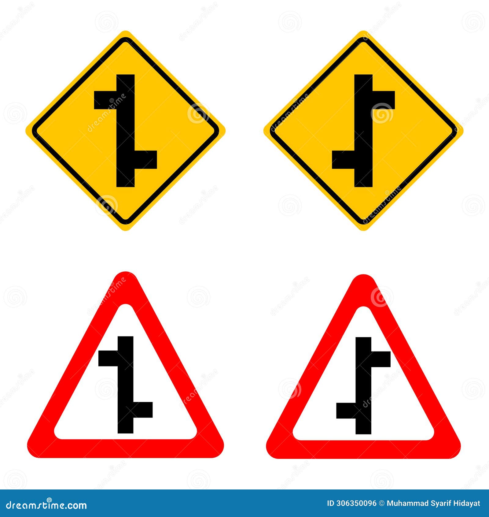Staggered Intersection Sign Stock Illustration - Illustration of ...