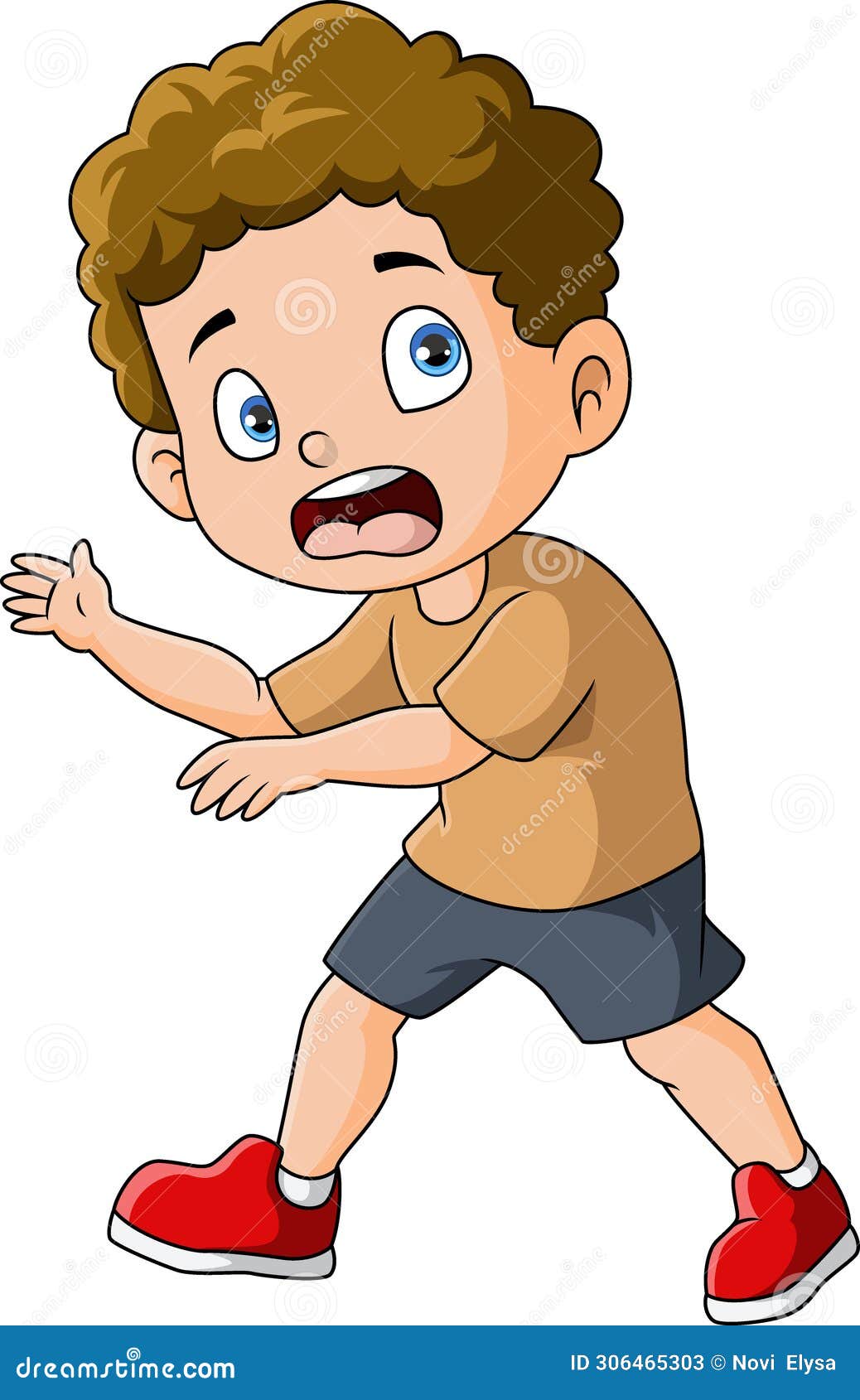 Cute Little Boy Cartoon Scared Stock Vector - Illustration of away ...