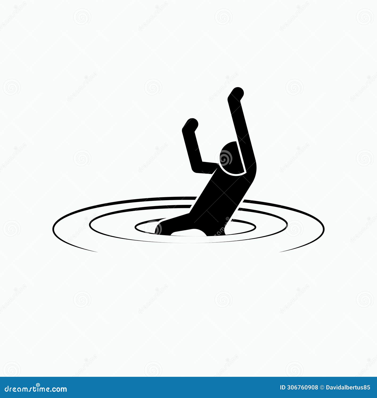 Sinking Man Icon. Need Help. SOS, Symbol Person Can Not Swim - Vector ...