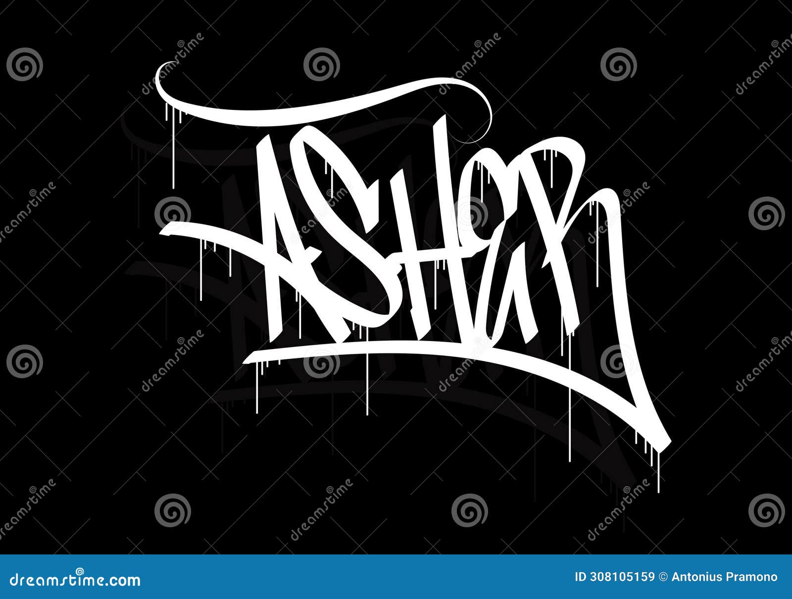 ASHER Boy Name Graffiti Tag Style Stock Vector - Illustration of ...