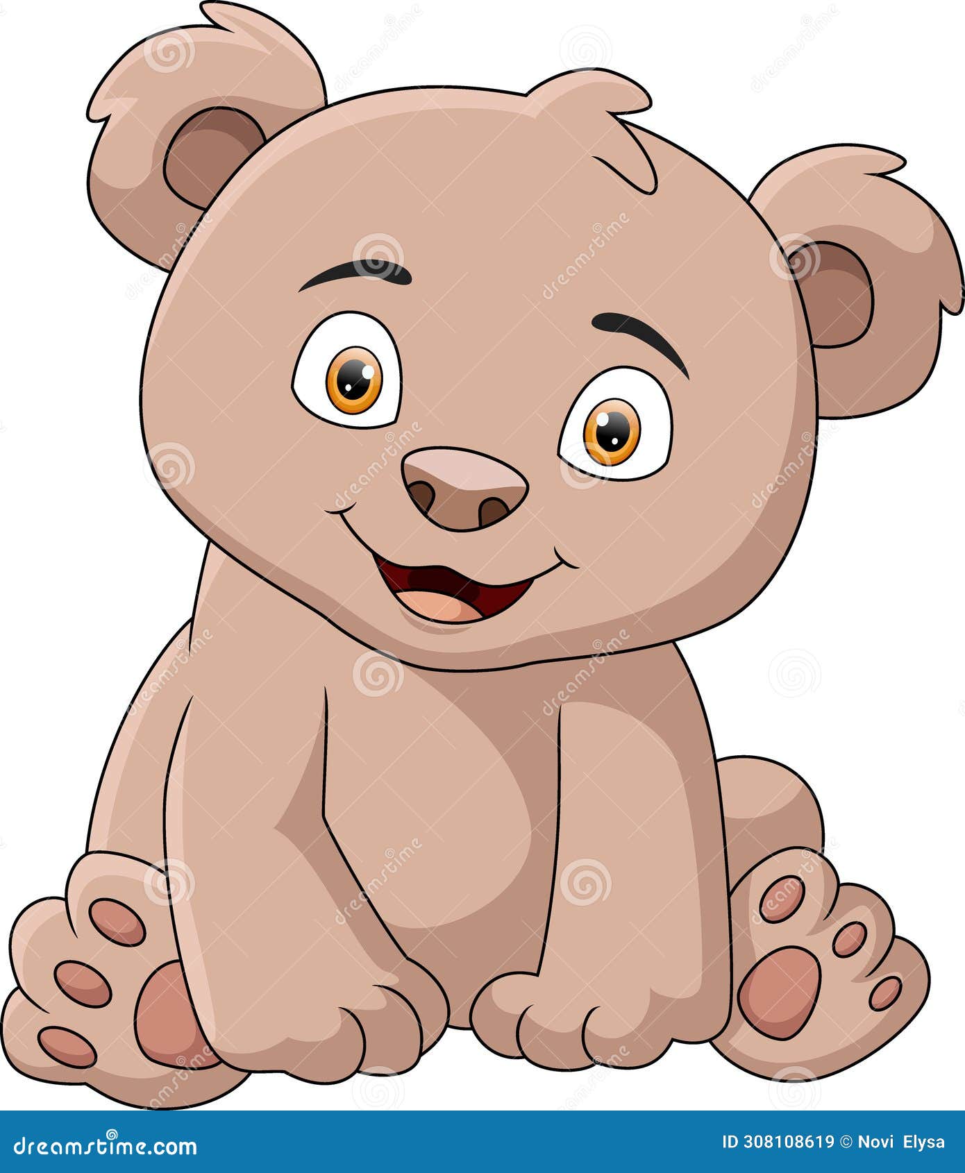 Cute Little Bear Cartoon Sitting Stock Vector - Illustration of mammal ...