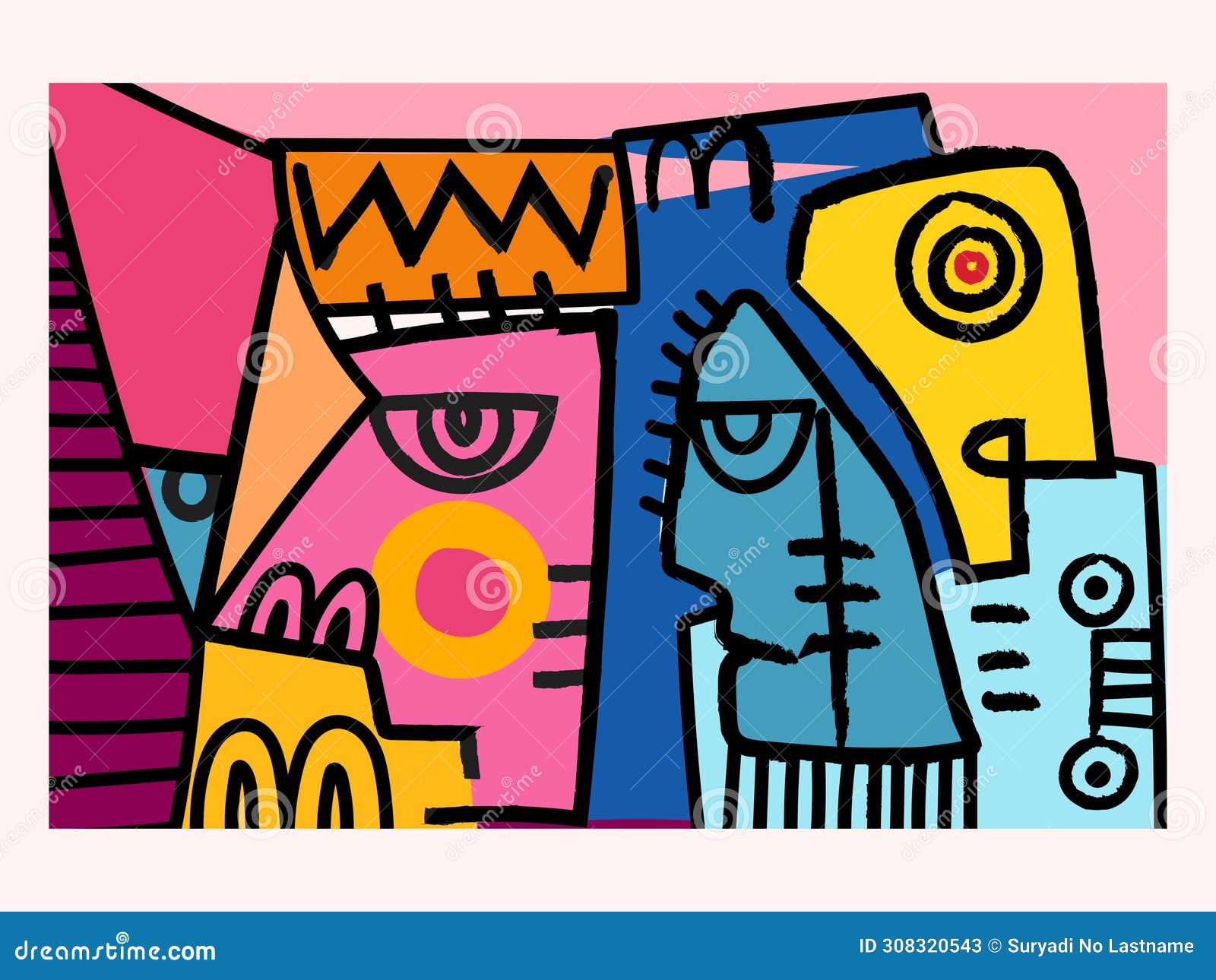 Geometric Face Portrait Abstract Art Print Stock Vector - Illustration ...