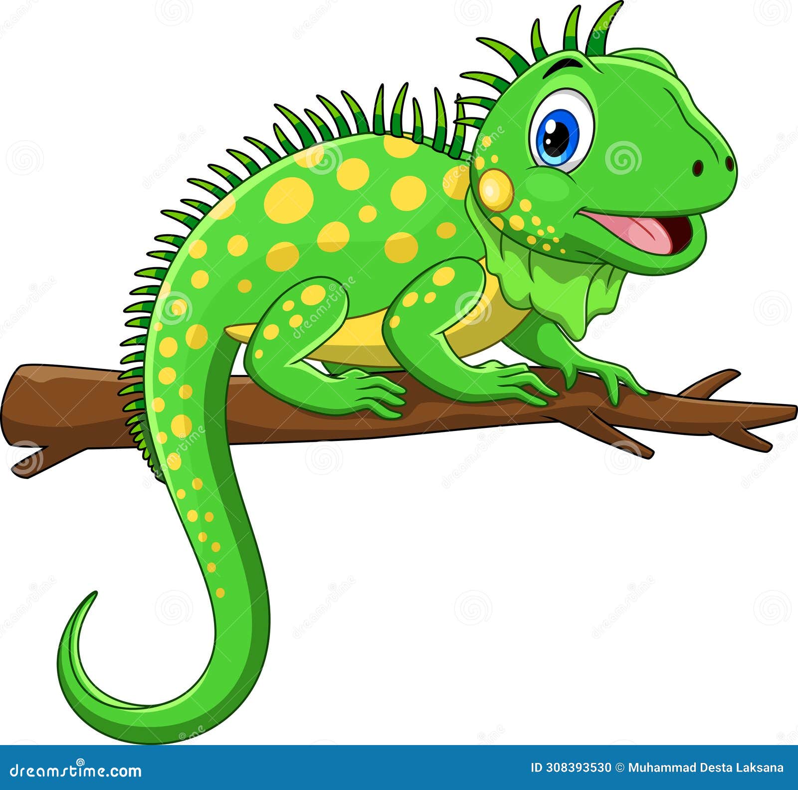 Cute green iguana cartoon stock illustration. Illustration of gecko ...