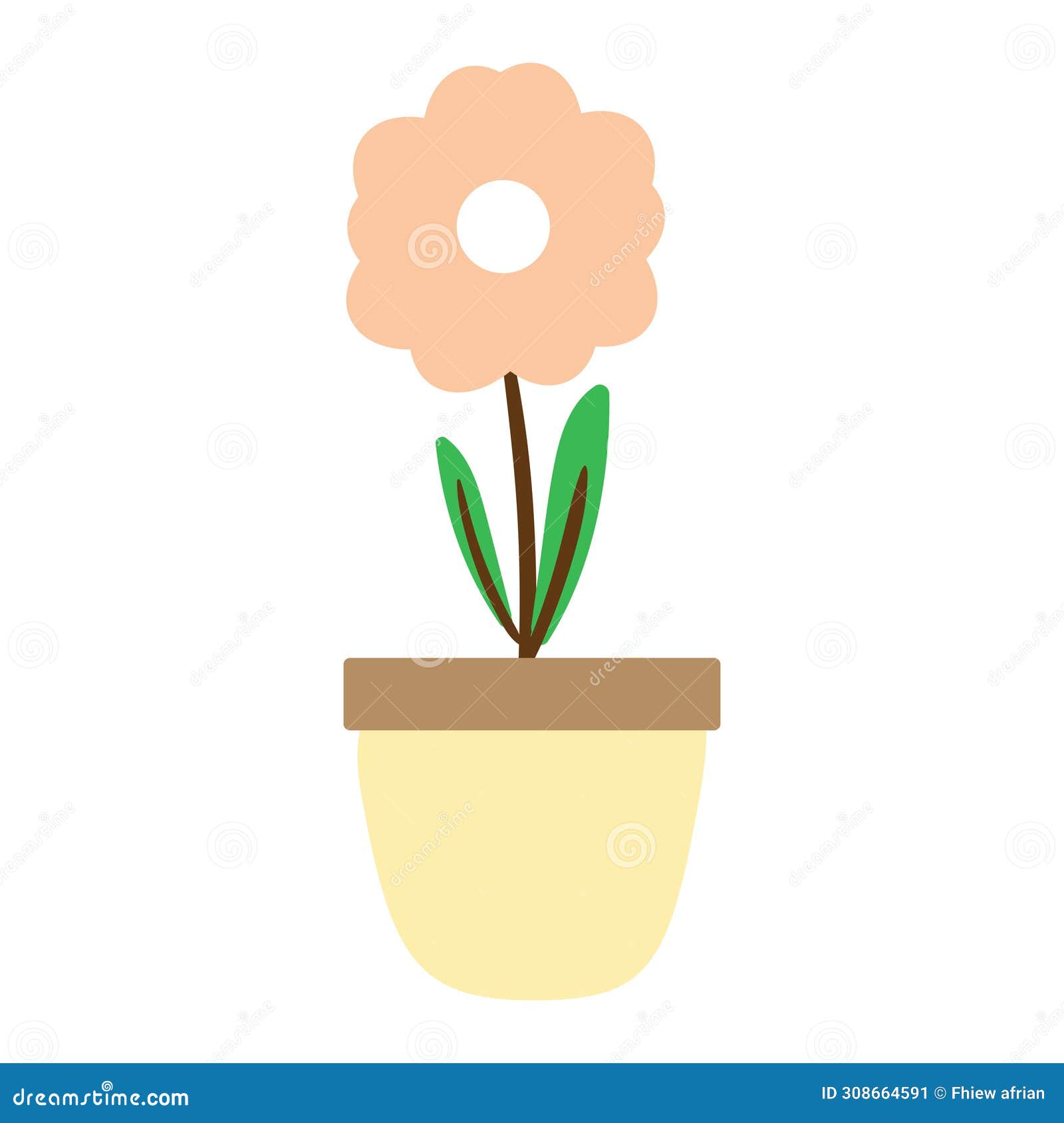 Hand Drawing of Pink Flowers in a Cute Pot. Cute Flower Cartoon Stock ...
