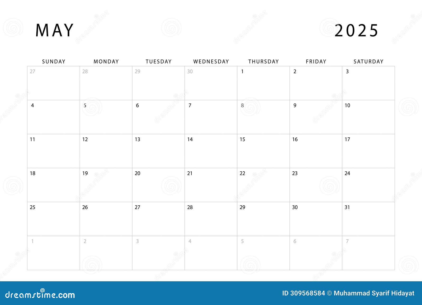 May 2025 stock vector. Illustration of week, handwriting - 309568584