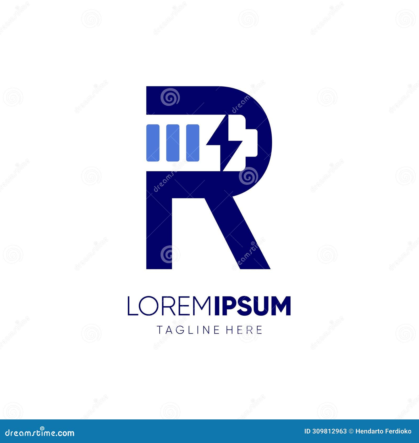 Letter R Initial Battery Logo Design Vector Icon Graphic Emblem ...
