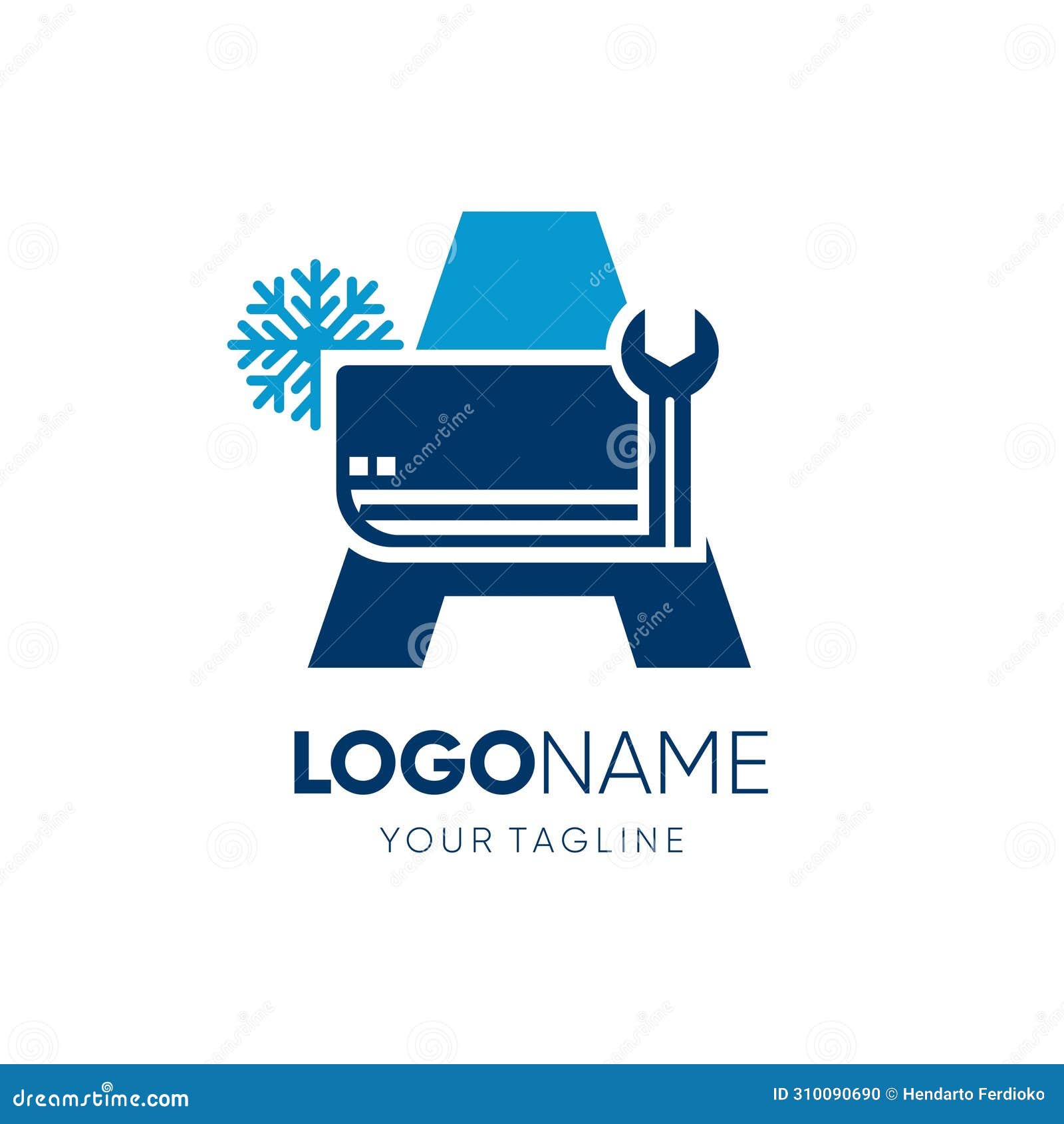 Letter a Air Conditioning Room with Wrench Service Logo Design Vector ...