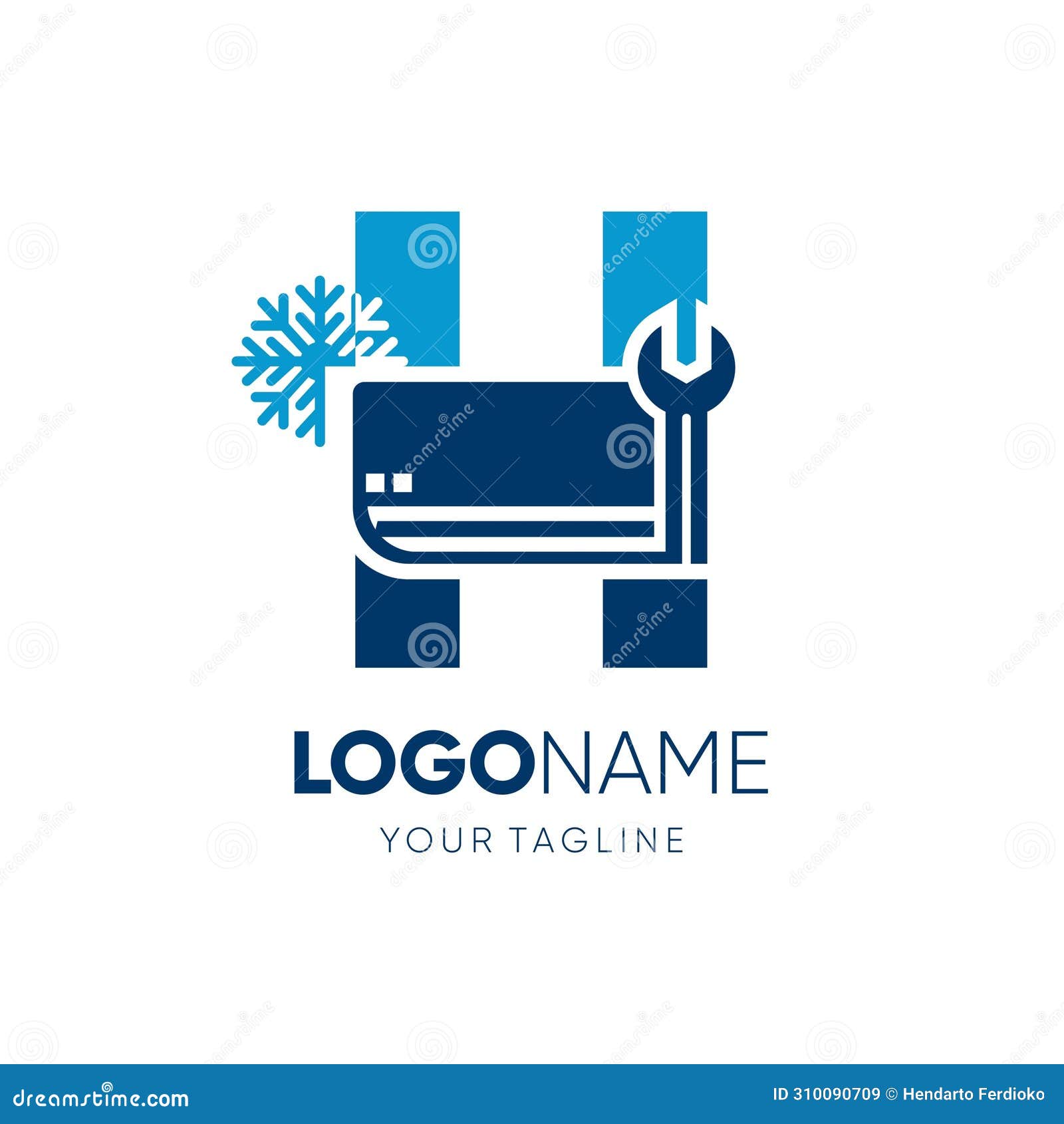 Letter H Air Conditioning Room with Wrench Service Logo Design Vector ...