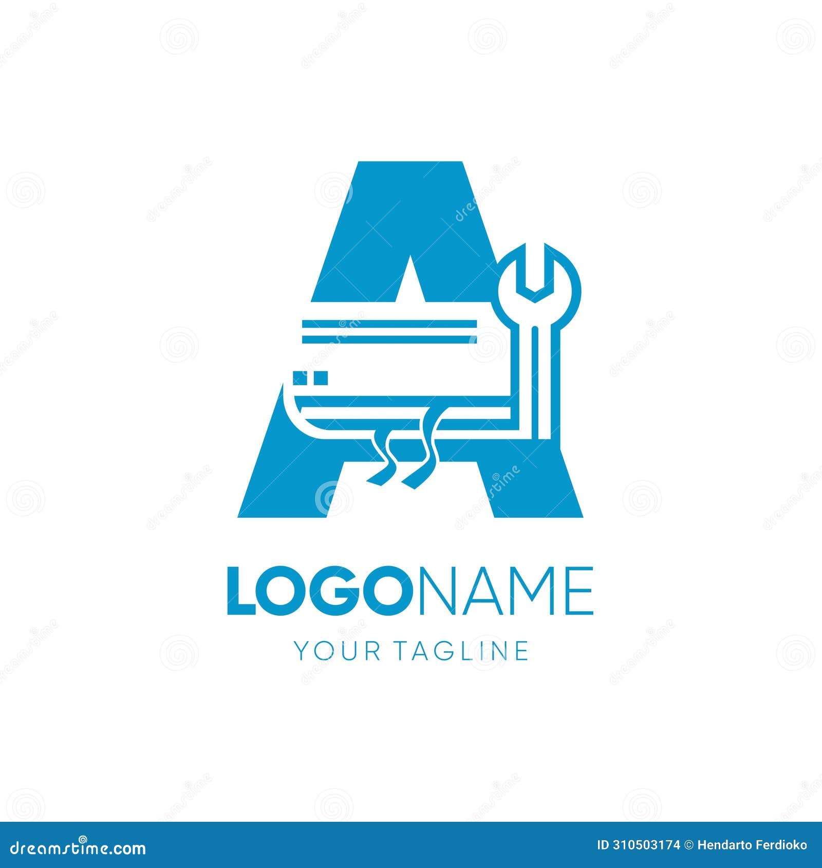 Letter a Air Conditioning Room with Wrench Service Logo Design Vector ...