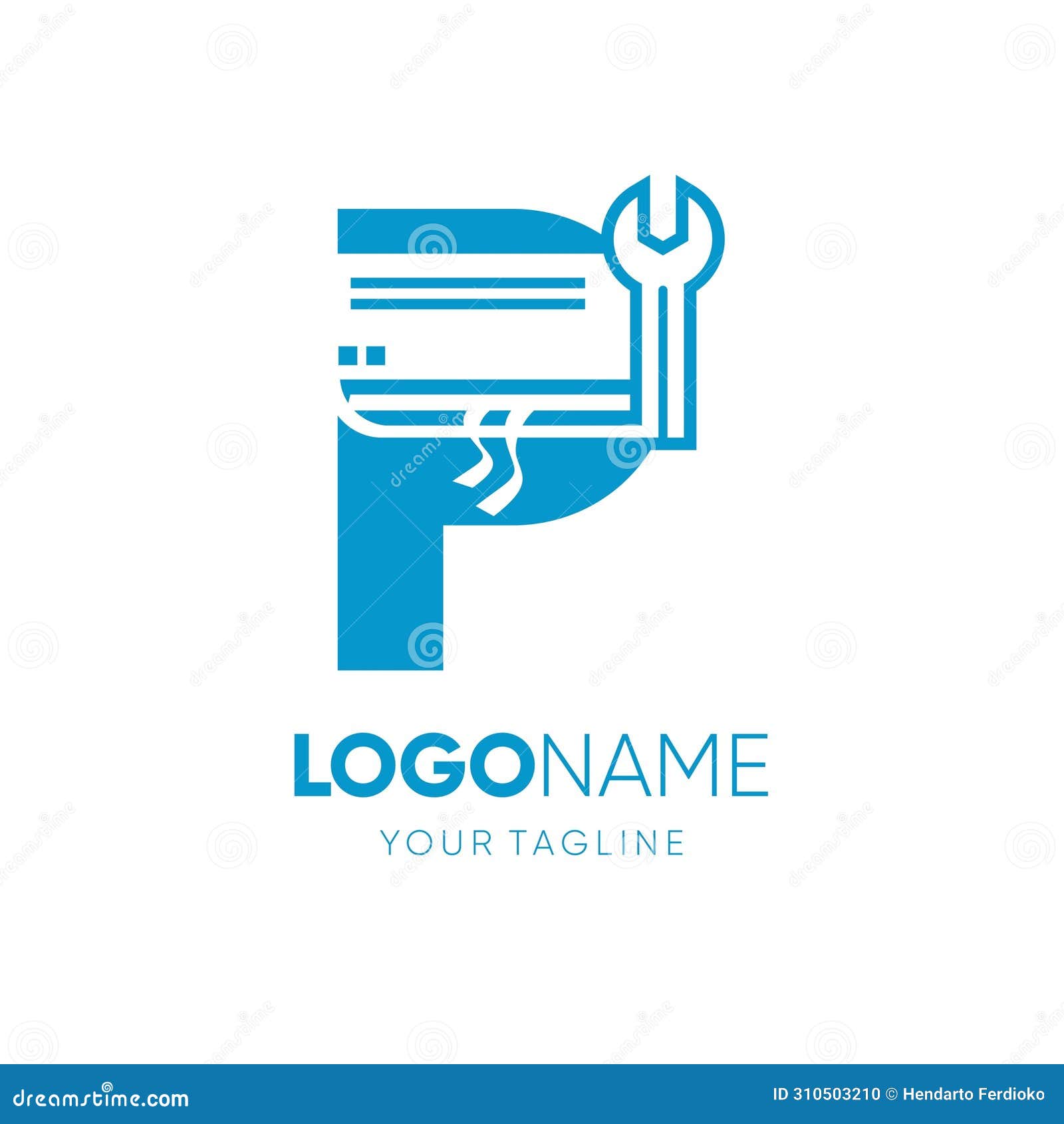 Letter P Air Conditioning Room with Wrench Service Logo Design Vector ...