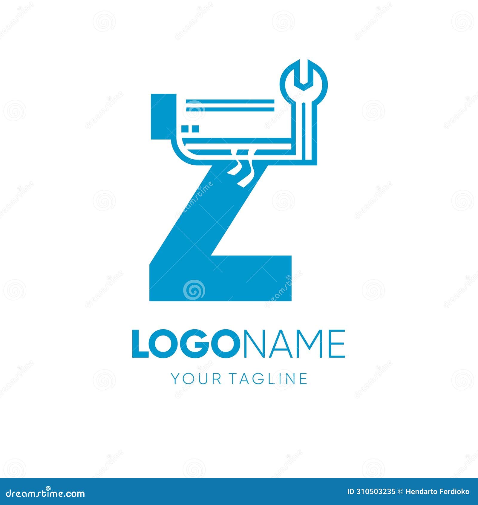 Letter Z Air Conditioning Room with Wrench Service Logo Design Vector ...