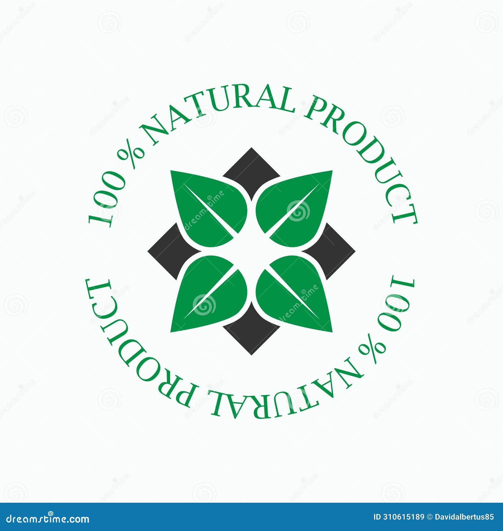 Natural Product Symbol with Text and Leaves Icon - Vector. Stock ...