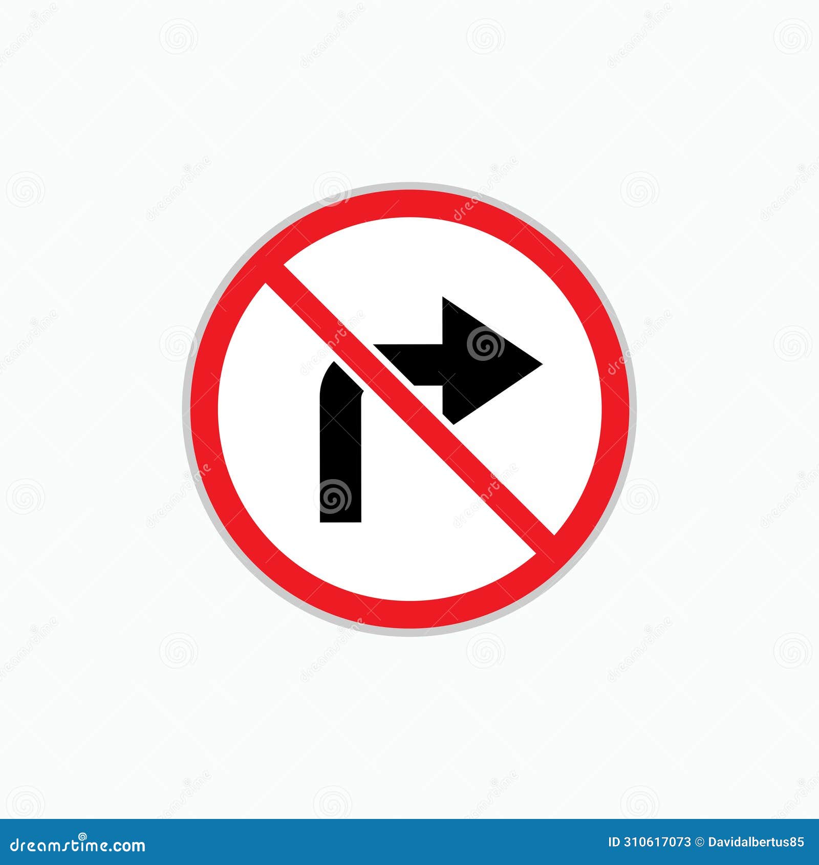 No Turn Right Symbol. Turning Prohibition Icon Stock Illustration - Illustration of arrow ...