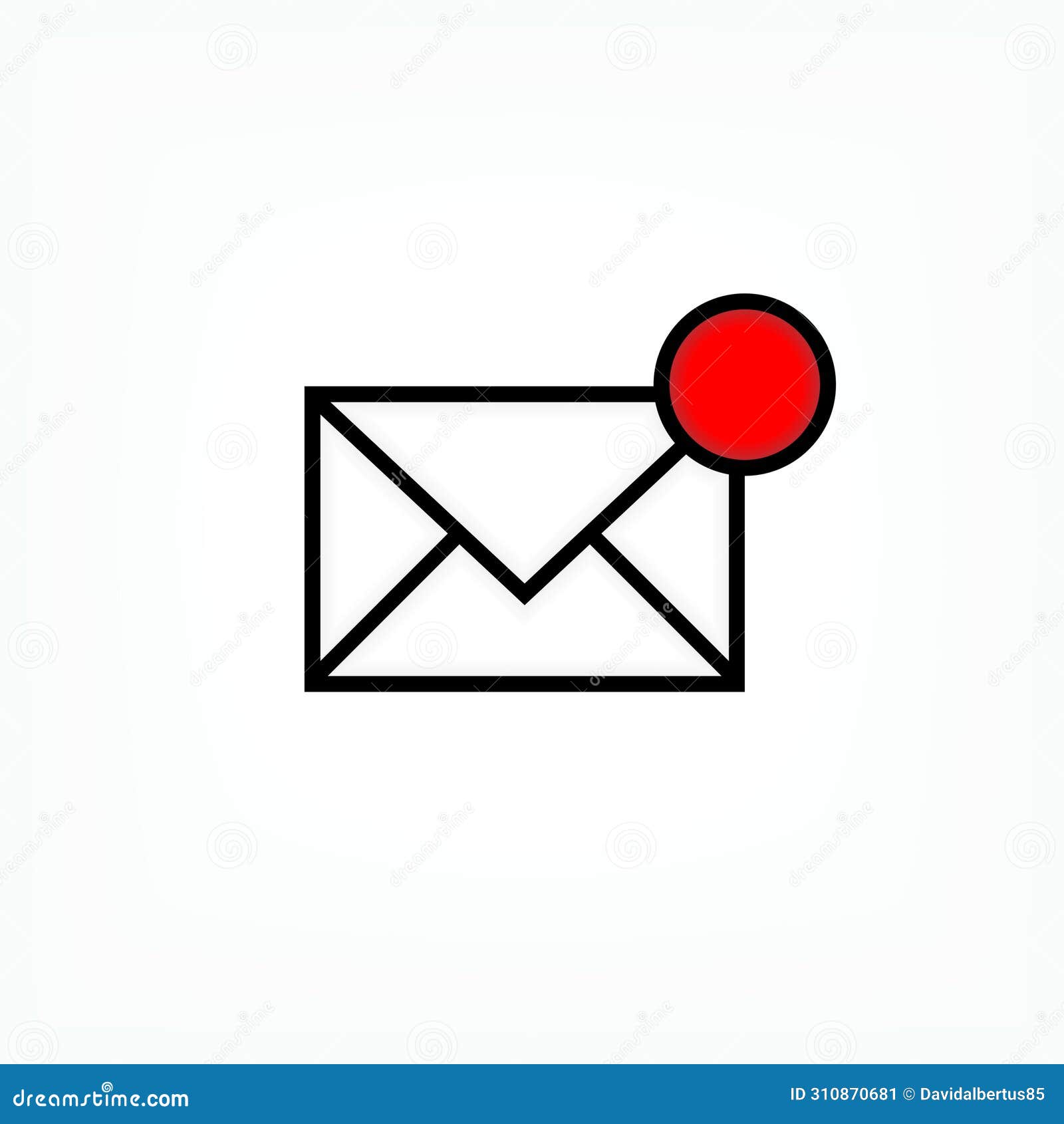 Red Notification Icon. Reminder Message, Envelope Symbol - Vector ...