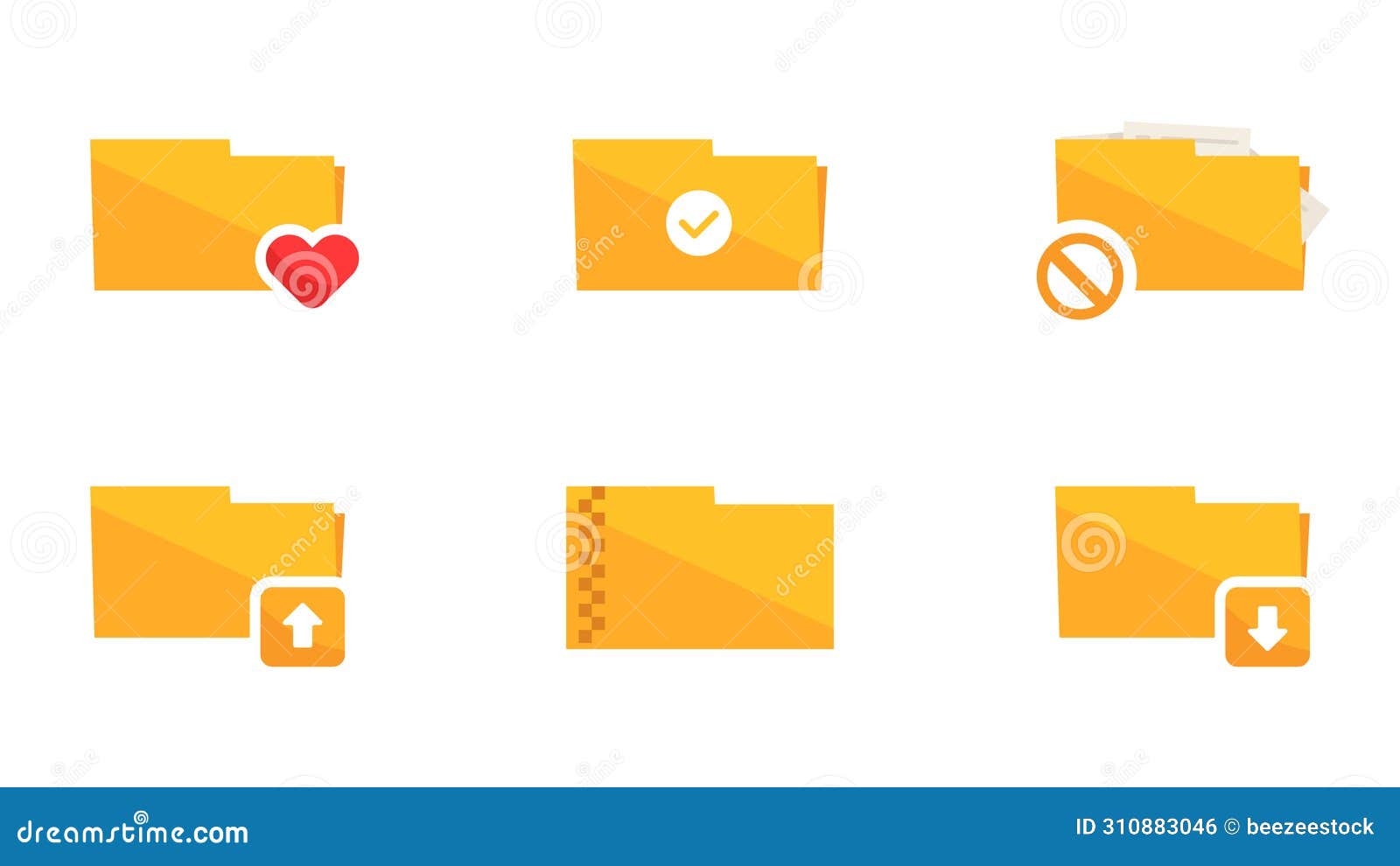 Different Folder Icon Set. Opened And Closed Folders Collection. Flat ...