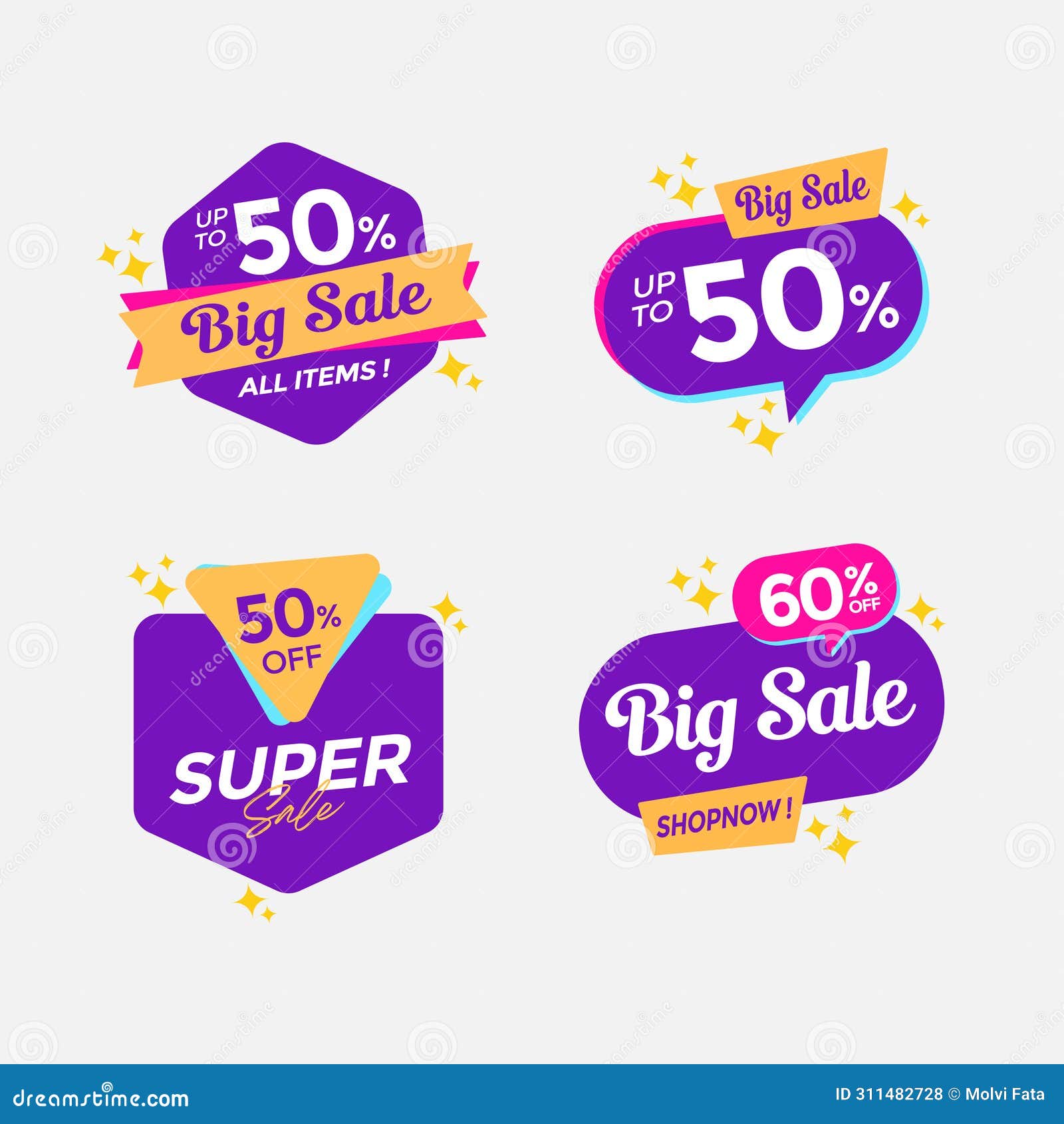 Colorfull Big Sale Promotion Sign Set Stock Illustration - Illustration ...