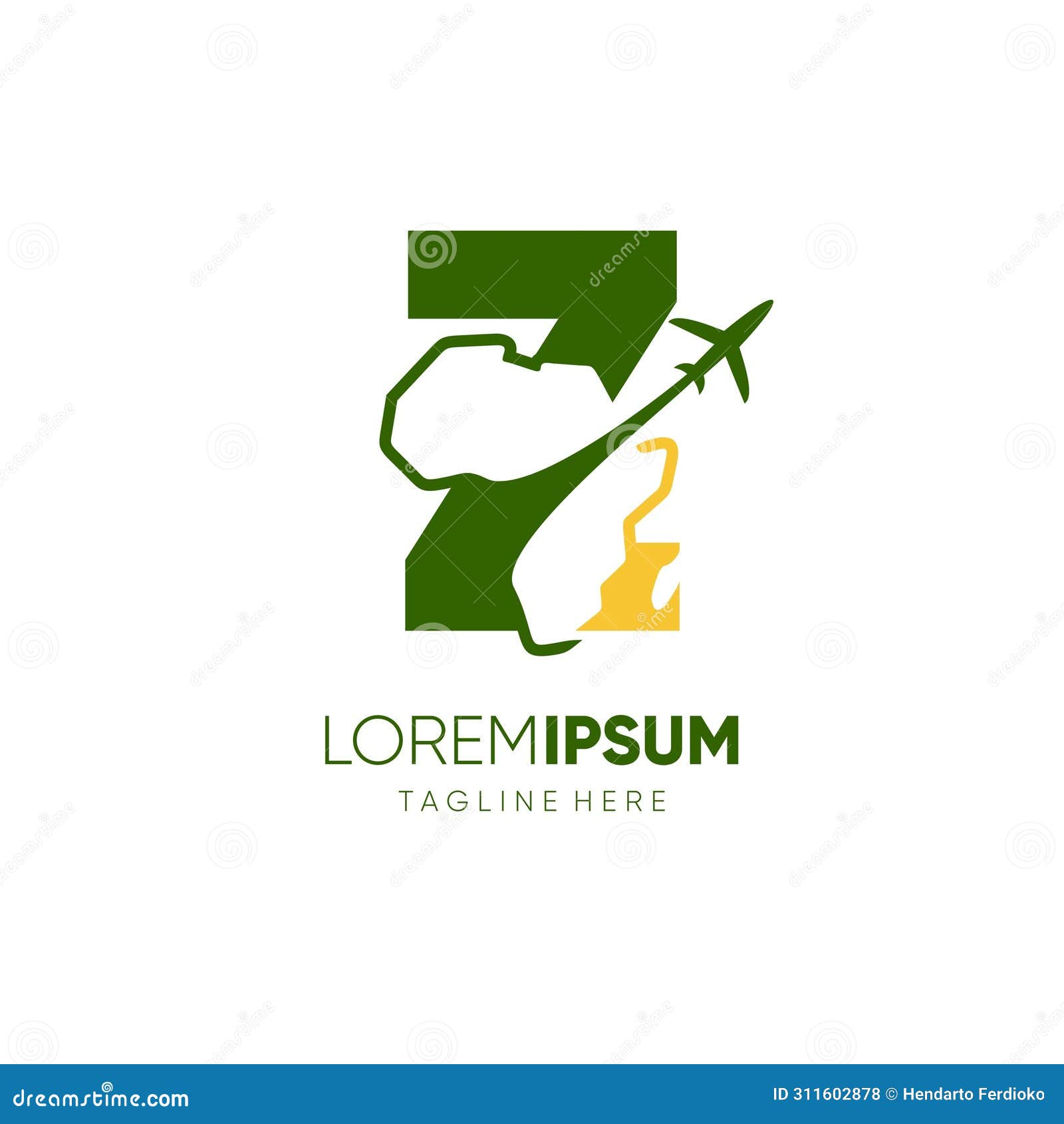 Letter Z African Continent Map with Airplane for Travel Logo Design ...