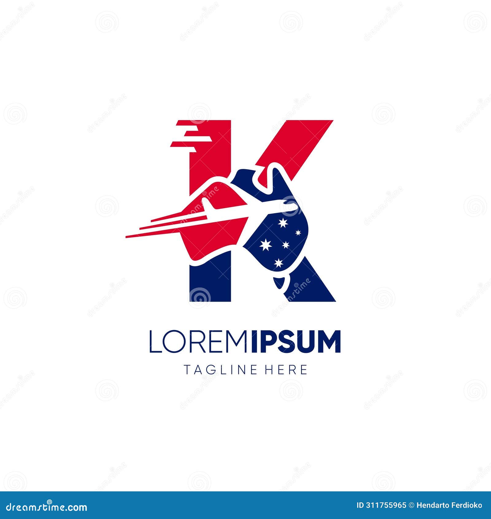 Letter K Australia Map Travel Flight Airplane Logo Design Vector Icon ...