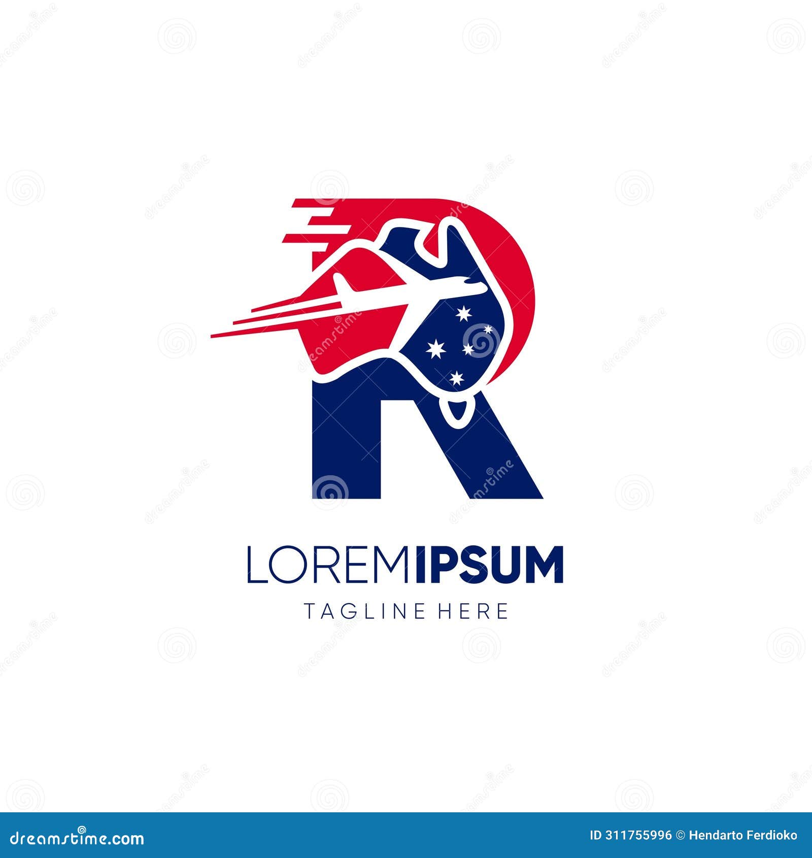 Letter R Australia Map Travel Flight Airplane Logo Design Vector Icon ...