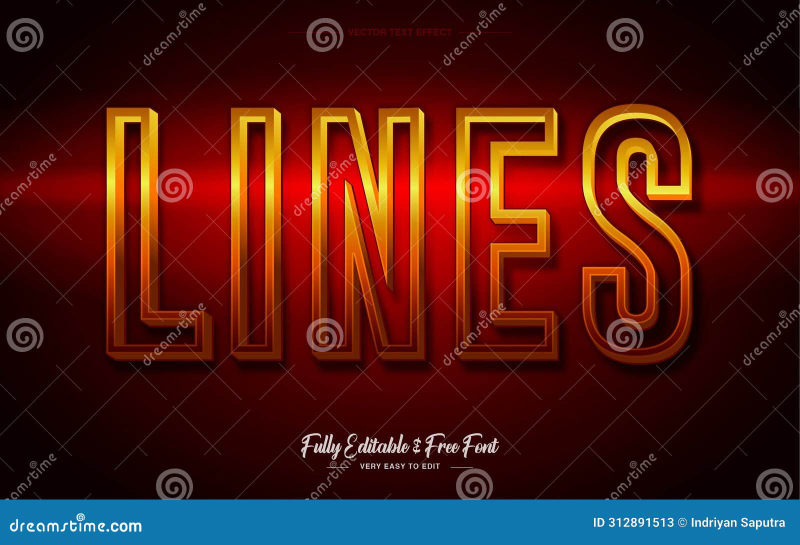 Lines Text Effects Modern Editable Stock Vector - Illustration of ...