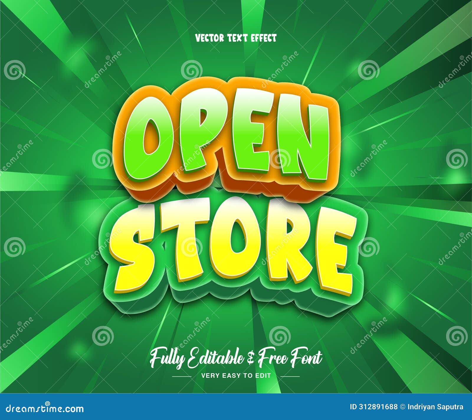 Vector 3d Open Store Editable Text Effect Stock Vector - Illustration ...