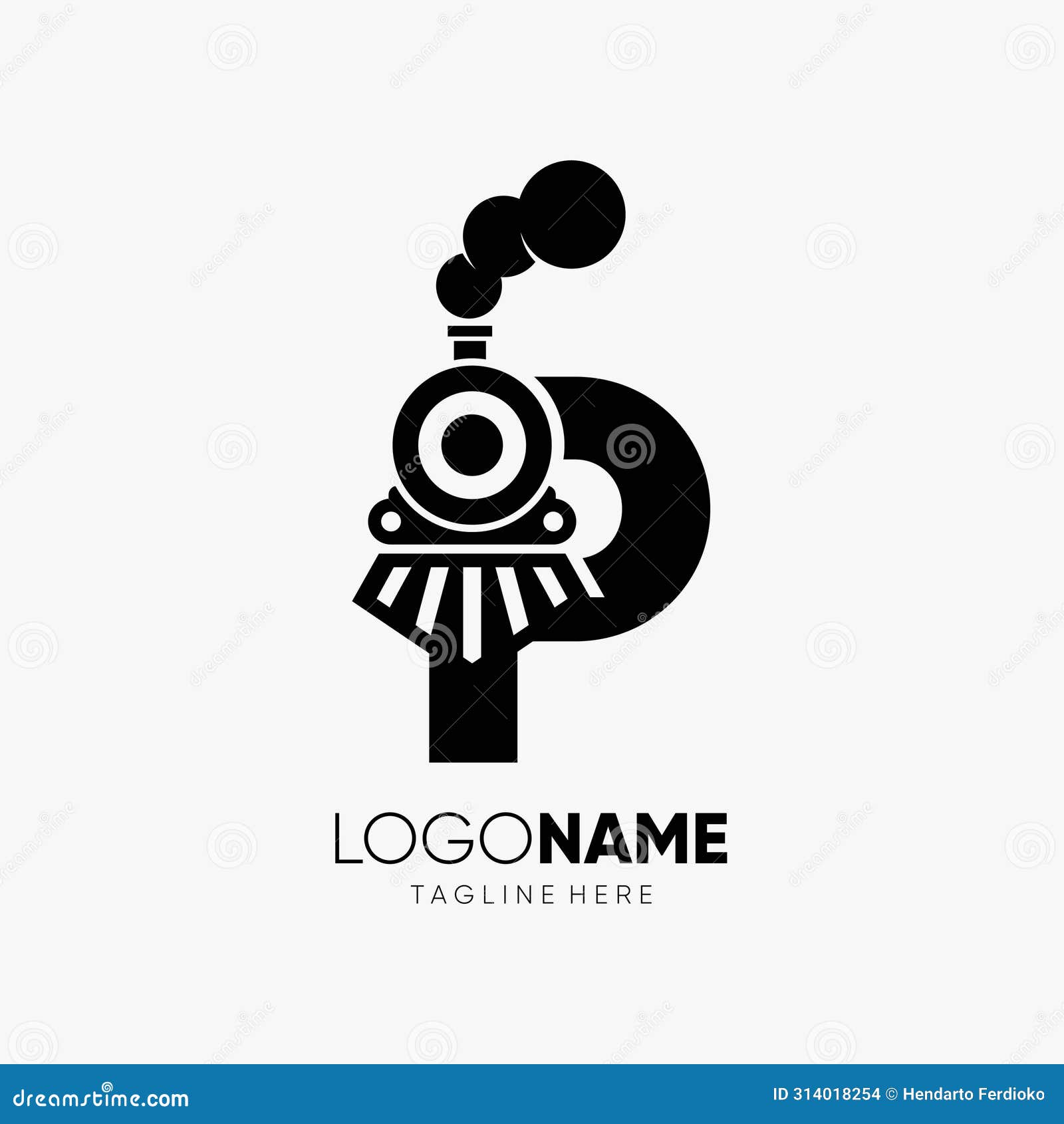 Letter P Train Locomotive Transport Logo Design Vector Icon Graphic ...