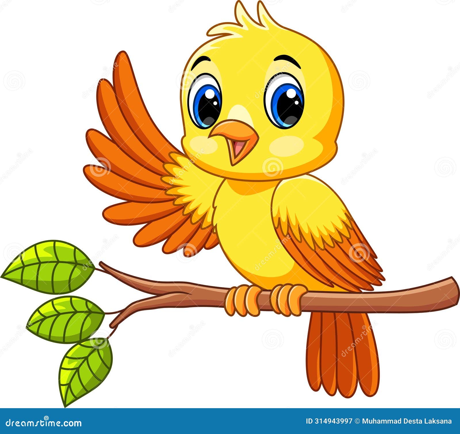 Beautiful Bird on a Tree Branch Stock Illustration - Illustration of ...