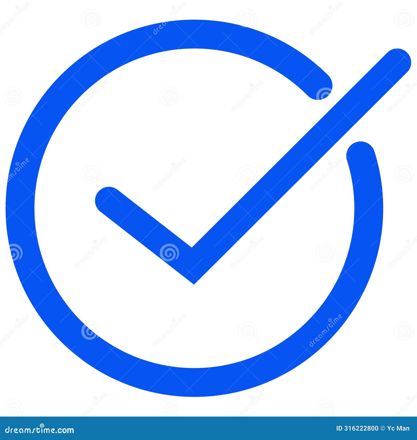 Blue tick mark stock vector. Illustration of right, label - 316222800