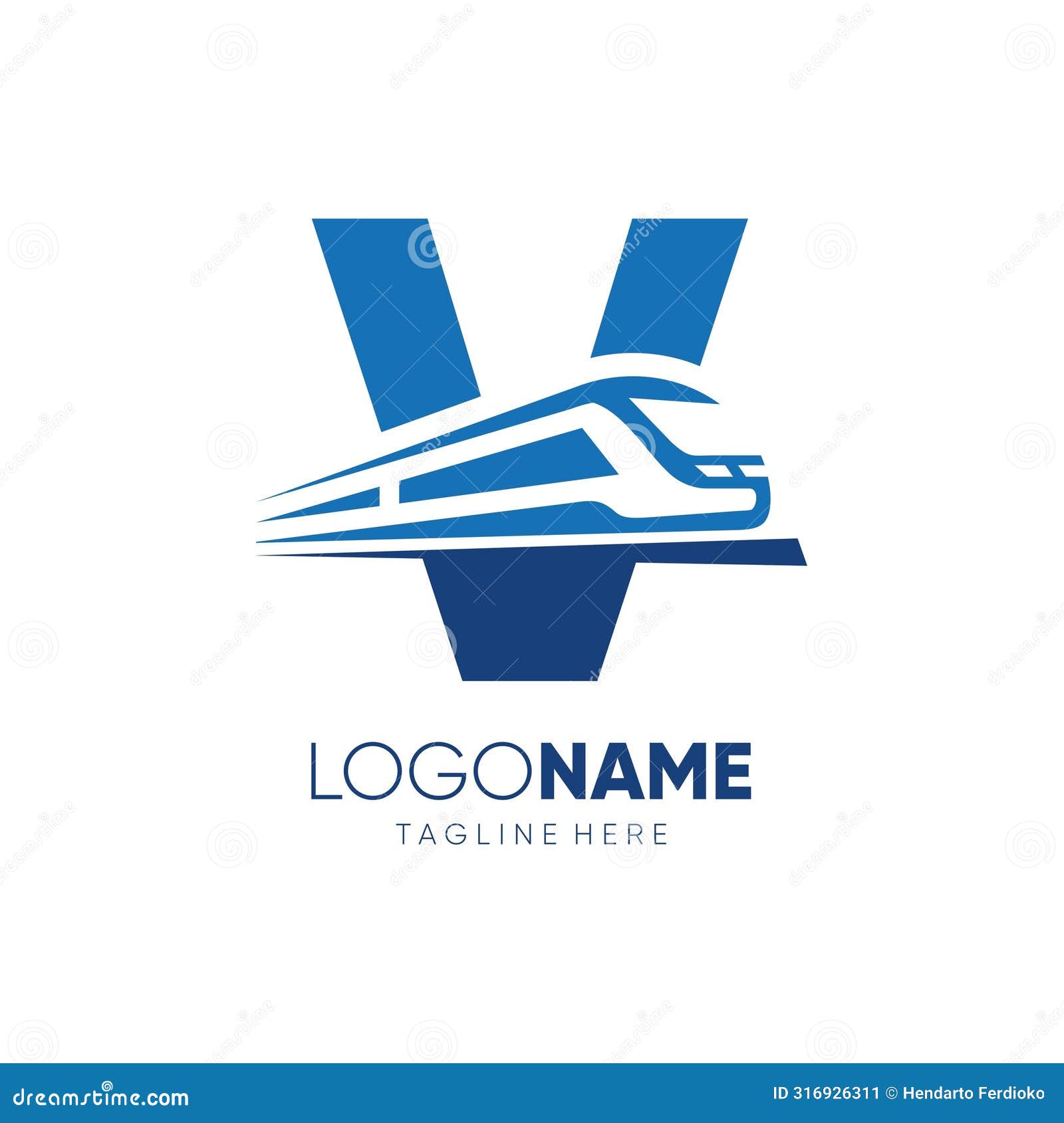 Letter V Fast Train Logo Design Vector Icon Emblem Symbol Graphic ...