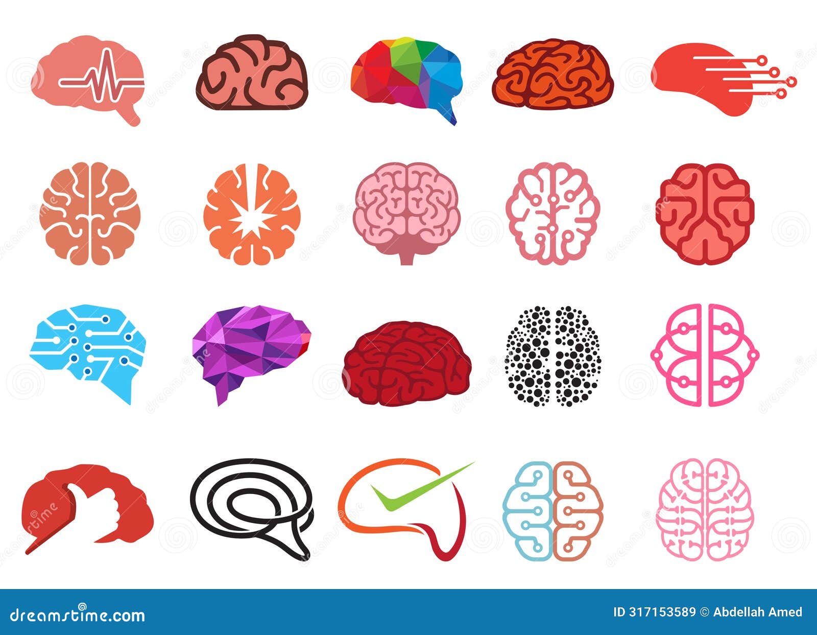 Creative Human Brains Collection Logo Stock Vector - Illustration of ...