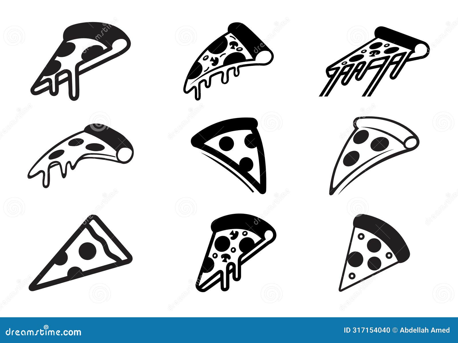 Pizza Slices in Black Collection Logo Vector Icon Symbol Stock Vector ...
