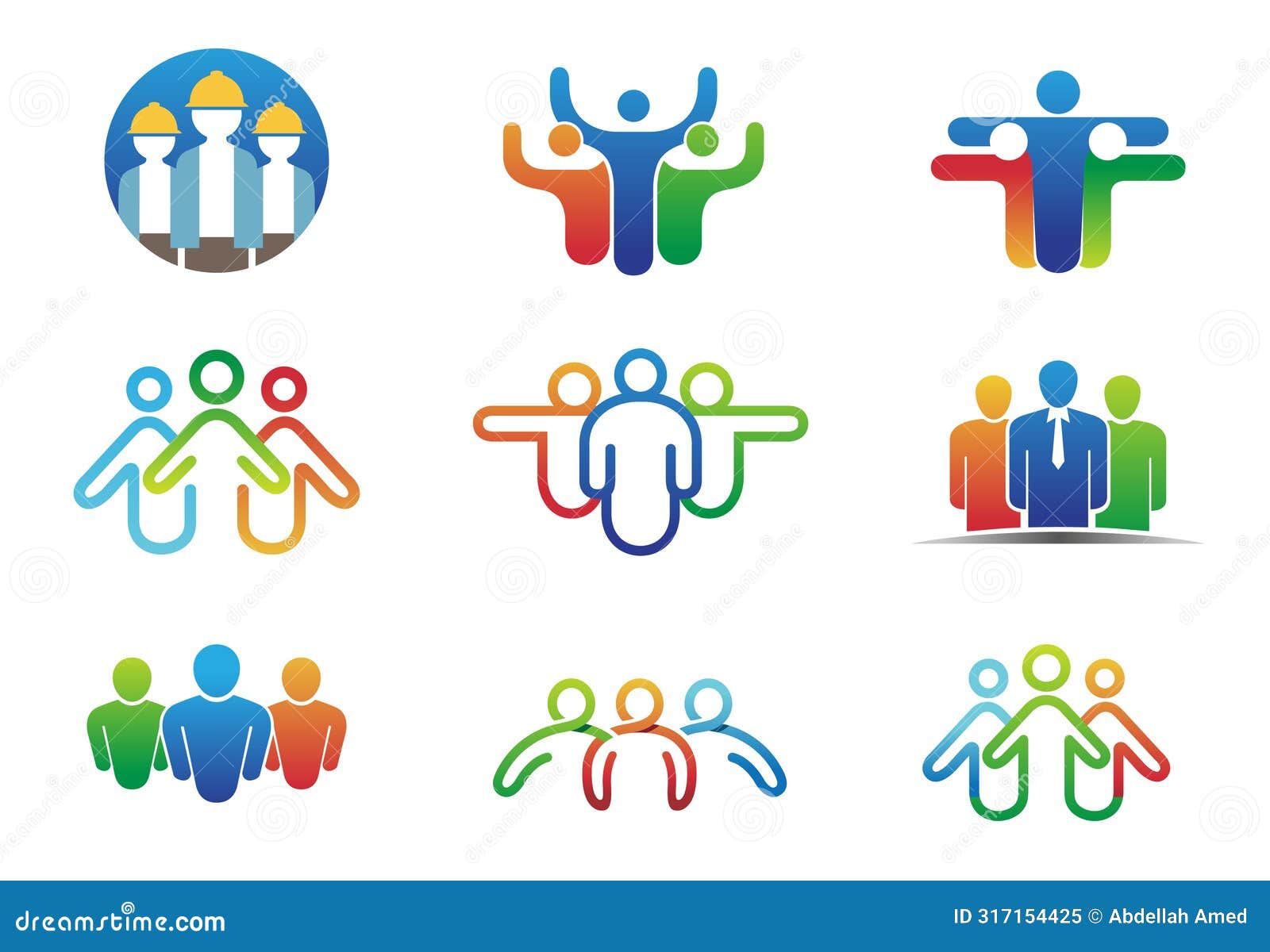 Creative Colorful Three People Collection Logo Stock Vector ...