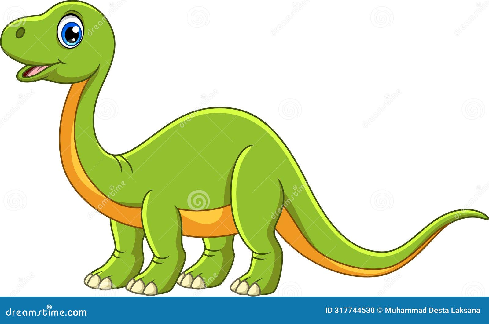Cute Standing Brontosaurus Dinosaur Cartoon Stock Illustration ...