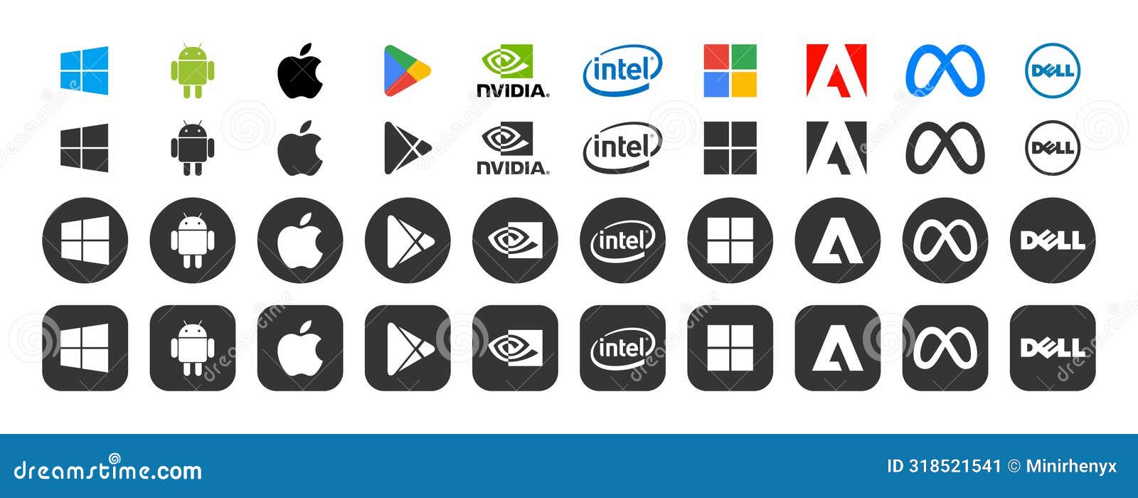 Collection of Popular Tech Companies Logo Icon Editorial Photo ...