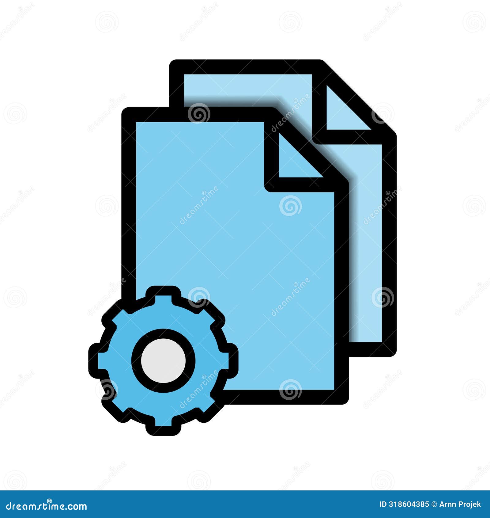 Icon Vector of Stacked File Icon with Simple Gear Stock Vector ...