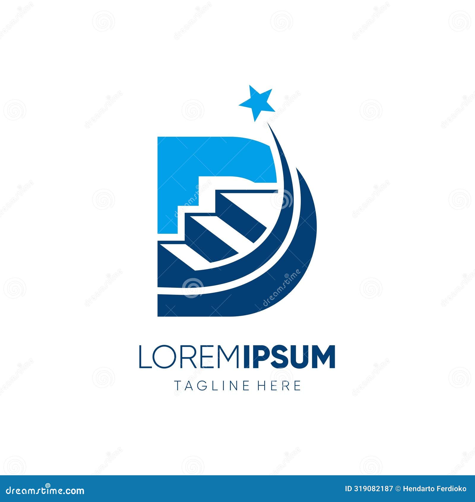 Letter D Ladder of Success To Reach the Stars Logo Design Vector Icon ...