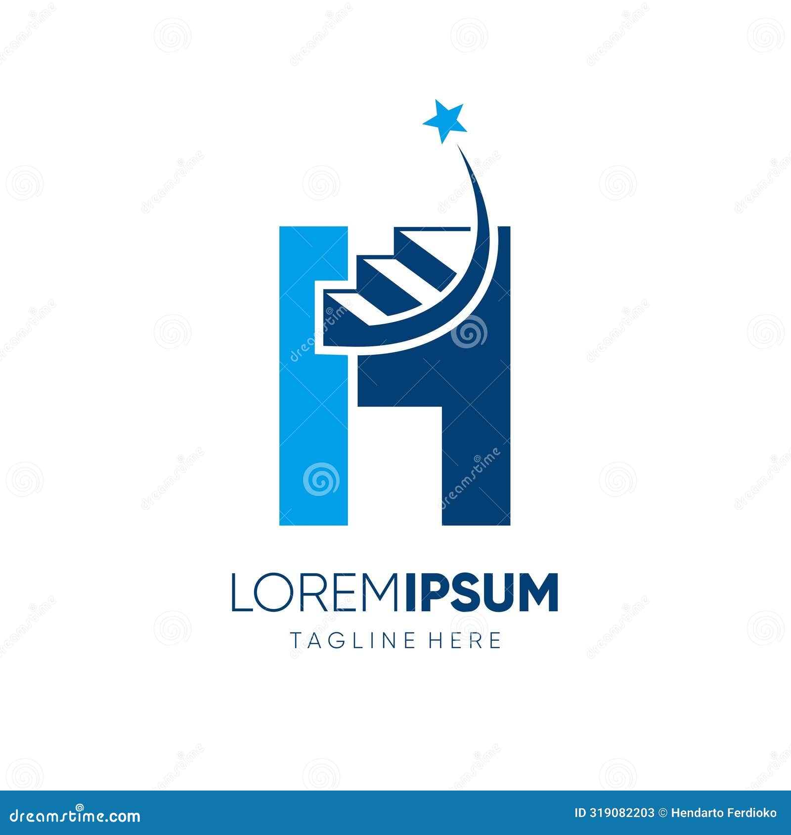 Letter H Ladder of Success To Reach the Stars Logo Design Vector Icon ...