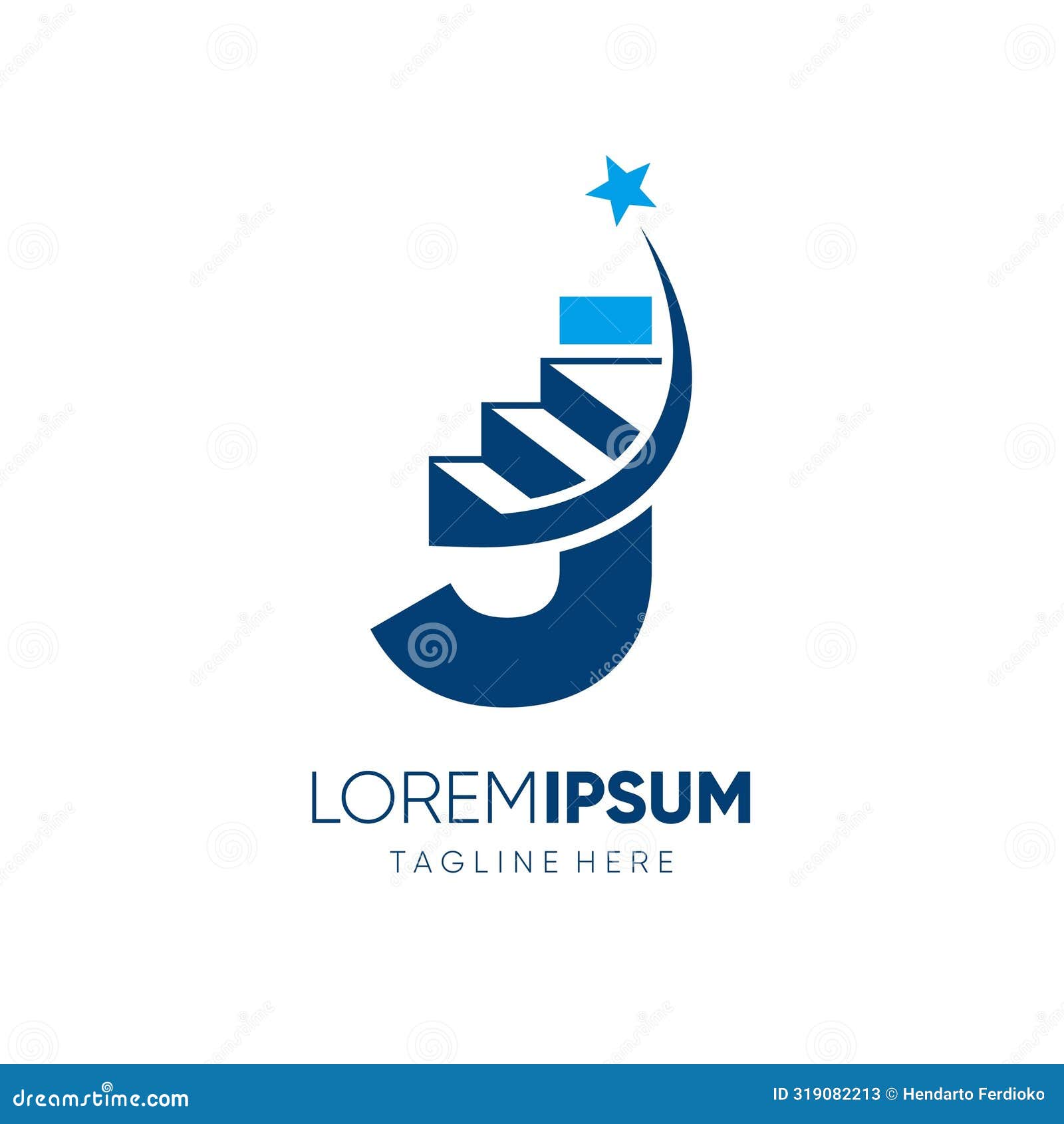 Letter J Ladder of Success To Reach the Stars Logo Design Vector Icon ...