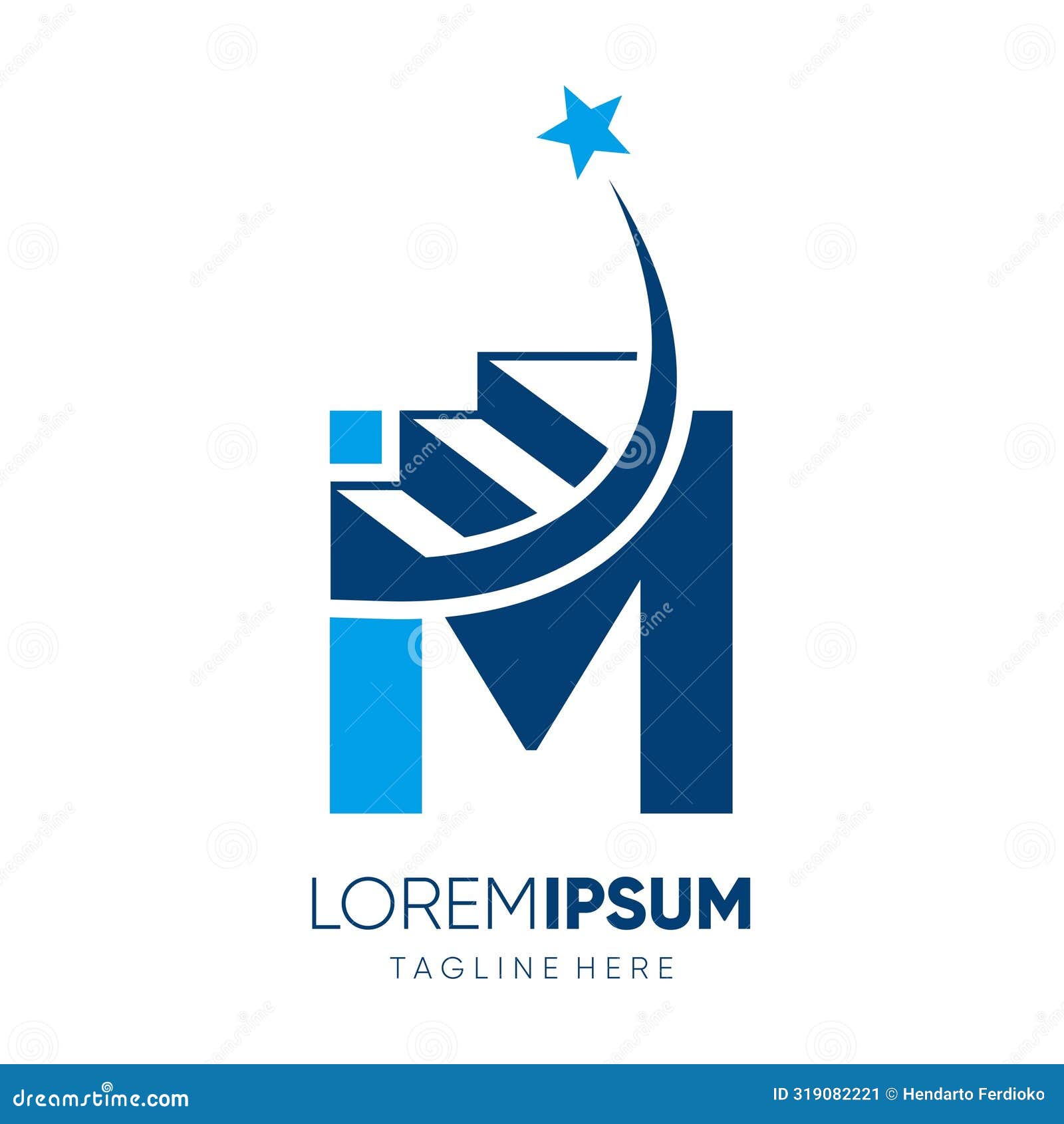 Letter M Ladder of Success To Reach the Stars Logo Design Vector Icon ...