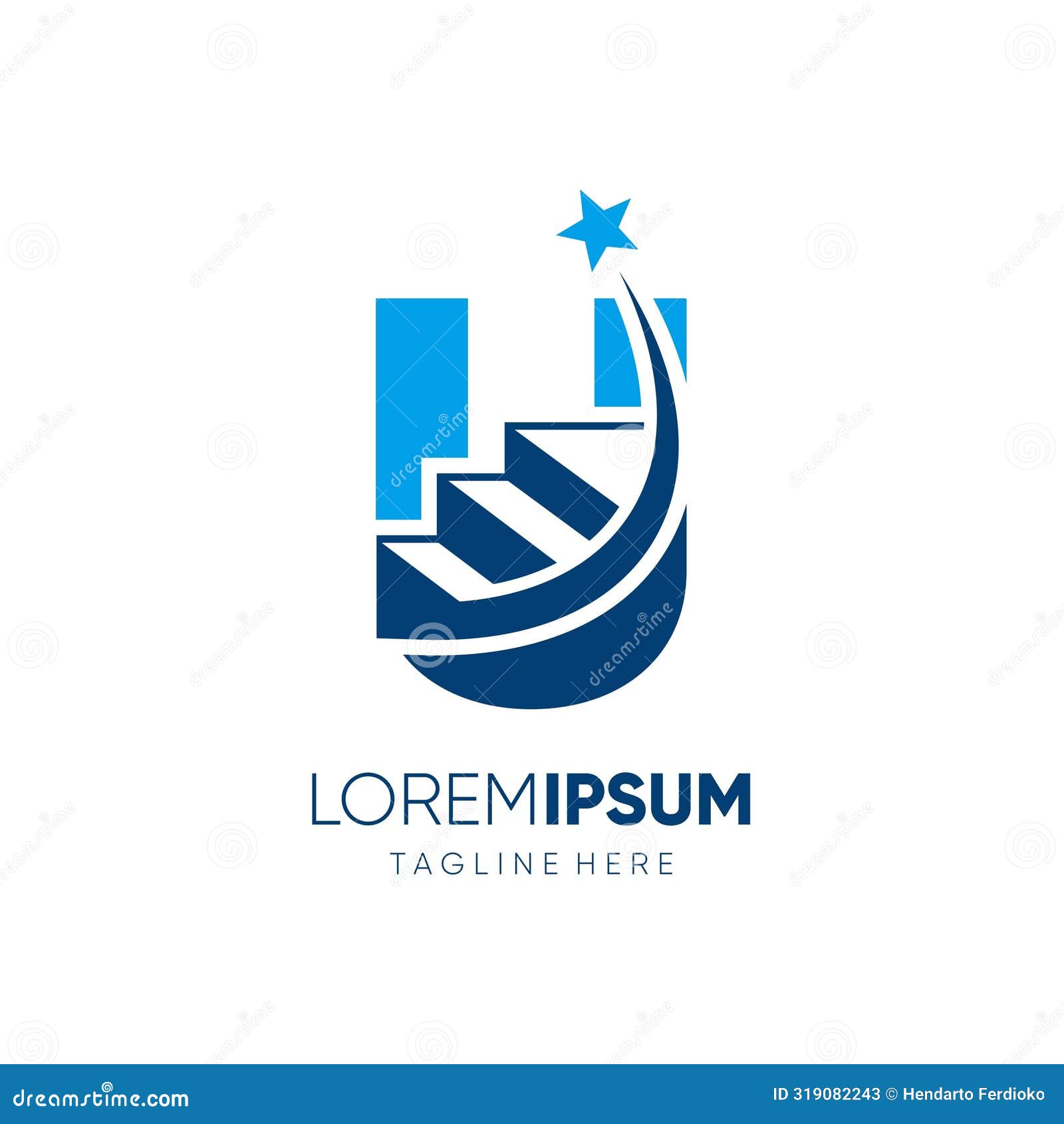 Letter U Ladder of Success To Reach the Stars Logo Design Vector Icon ...
