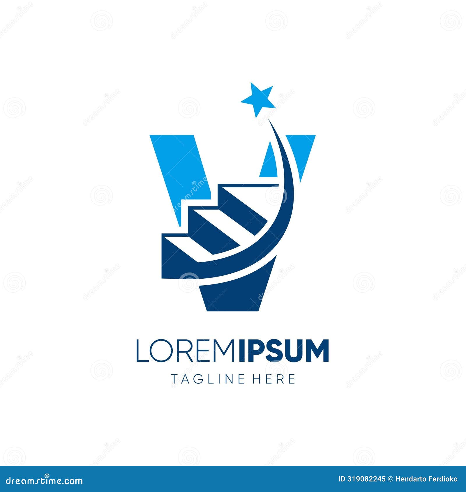 Letter V Ladder of Success To Reach the Stars Logo Design Vector Icon ...